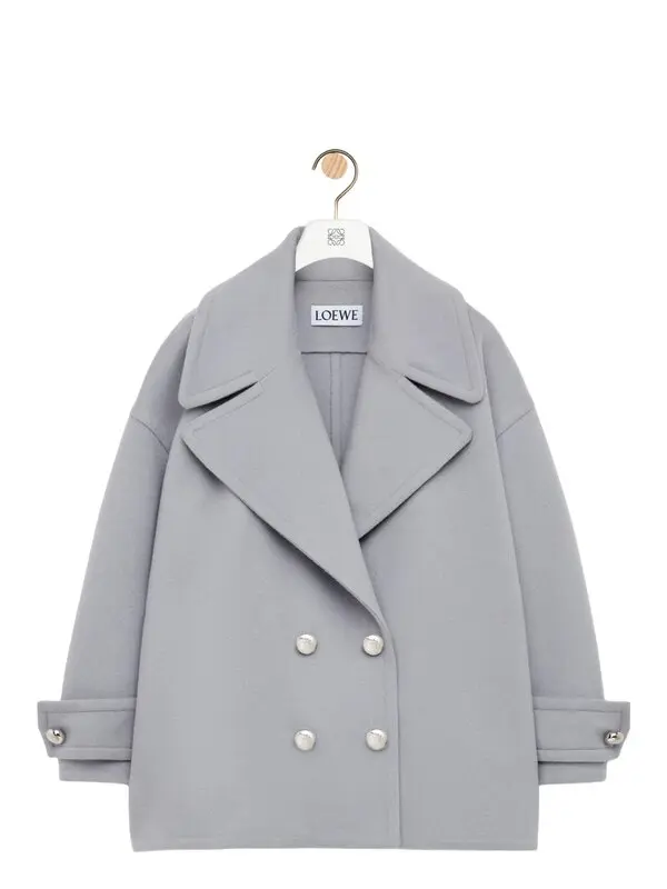 Loewe Double-breasted Short Peacoat - Grey