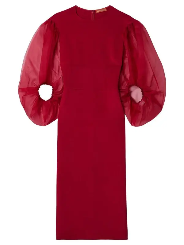 Altuzarra Danielle Silk-cady And Organza Midi Dress - Red