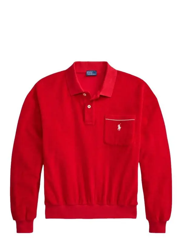 Polo Ralph Lauren Long Sleeve Polo Top With Chest Pocket - Red