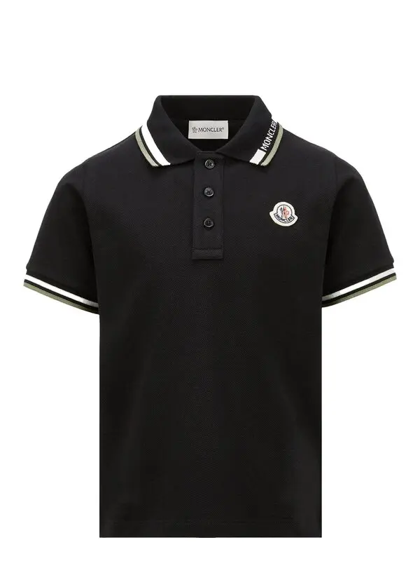 Moncler Tricolor-trimmed Cotton Piquet Polo Shirt - Black
