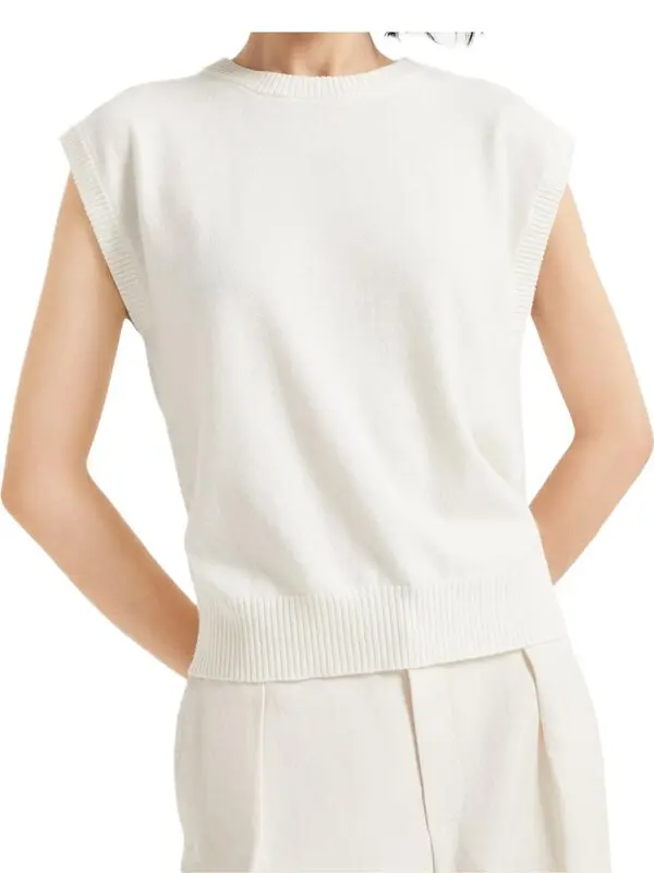 Brunello Cucinelli Monili Detail Ribbed Knit Vest - White