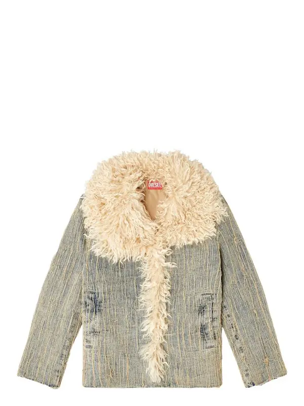 DIESEL® De-aconic-s Jacket With Fur Trim - Light Blue