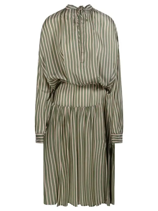 Dries Van Noten Striped Long Sleeve Dress - Green