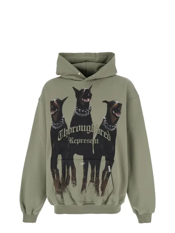 REPRESENT Thoroughbred Long Sleeve Hoodie - Green