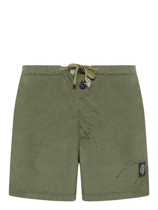Stone Island Logo Patch Drawstring Shorts - Military Green