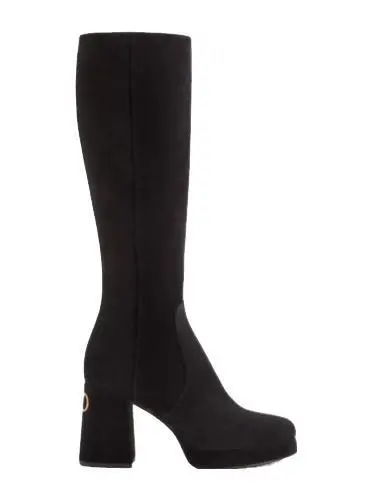 Valentino Garavani Fawcette Platform Boot In Crust Leather 90mm - Black