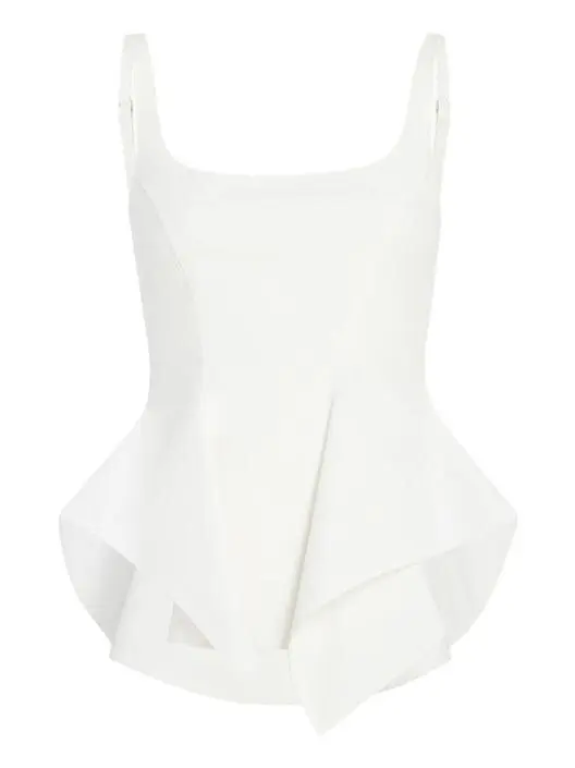 Khaite Sleeveless Ruffle Detail Top - Chalk Color