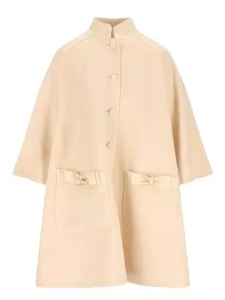 Valentino Garavani Bow-embellished Cape Coat - Nude