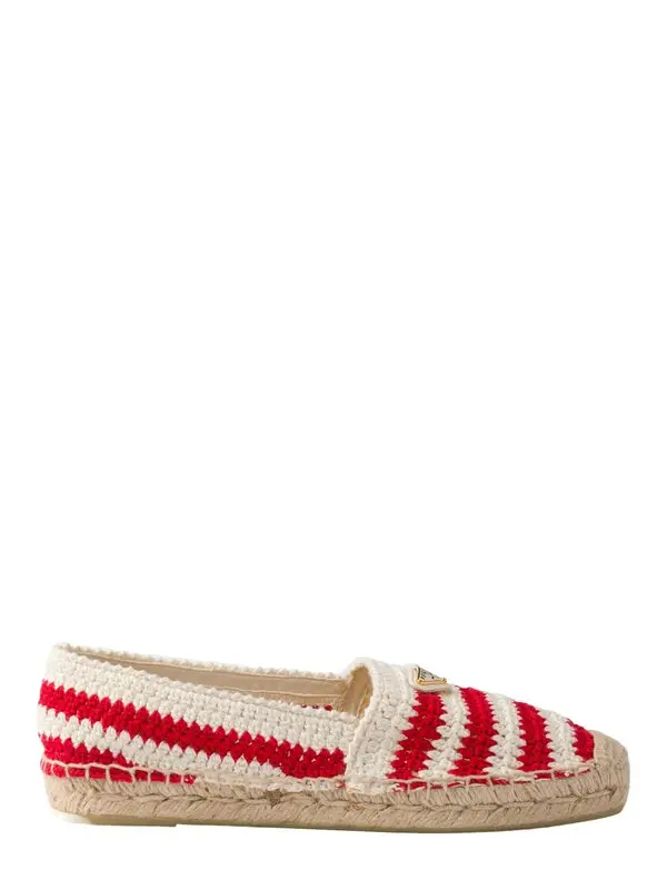 Prada Triangle Logo Crochet Espadrilles - Red