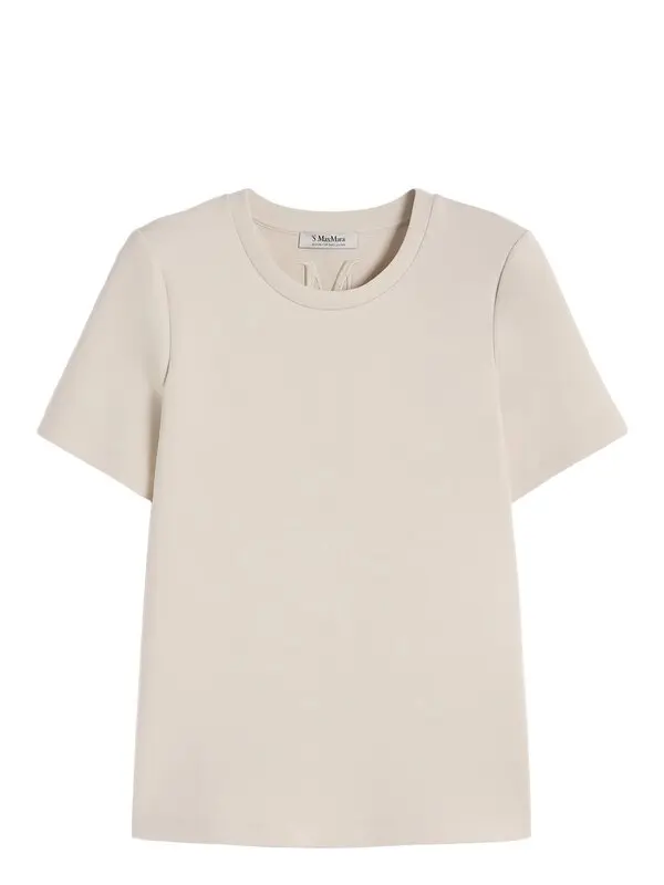 Max Mara Nancy Crewneck T-shirt With Embroidered Logo - Beige