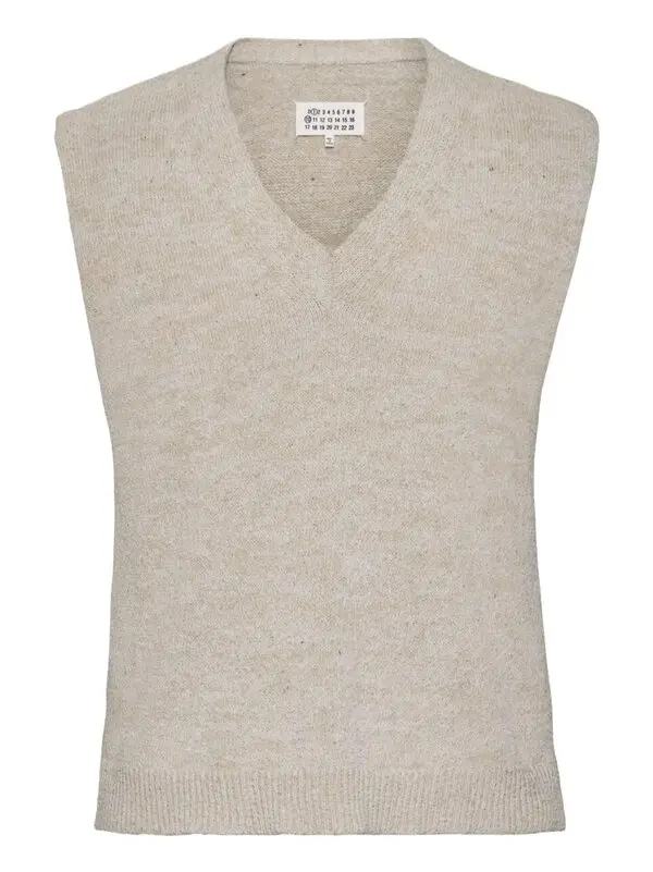 MAISON MARGIELA V-neck Knitted Vest - Ice Blue And Beige