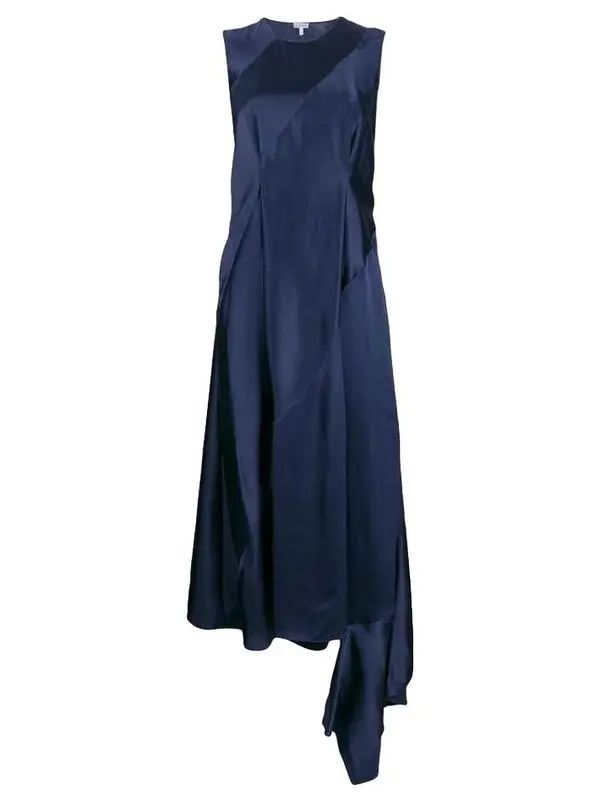 Loewe Asymmetric Panelled Maxi Dress - Navy Blue