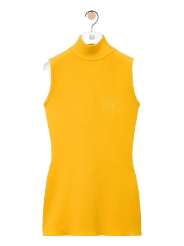 Loewe High-neck Ribbed Sleeveless Top - Yellow