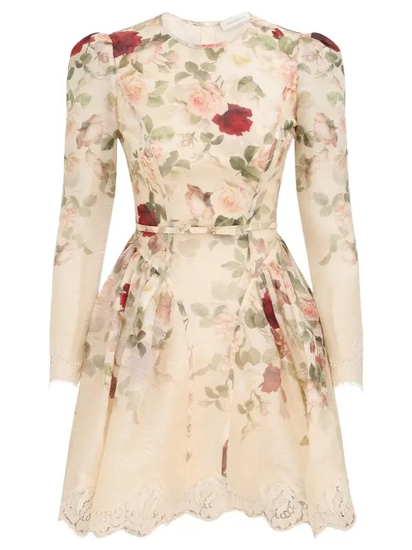 Zimmermann Story Floral Lace-trimmed Mini Dress - Cream Waterfall