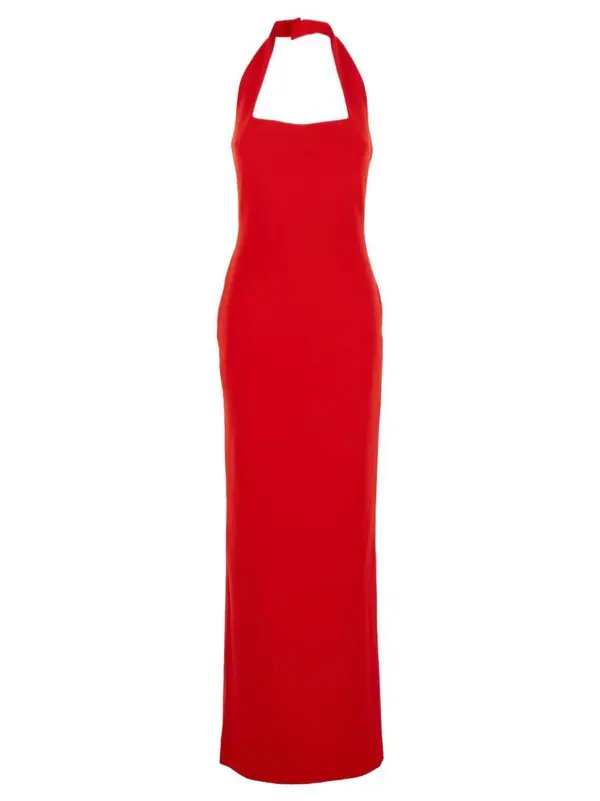 Solace London Square Neck Halter Maxi Dress - Red