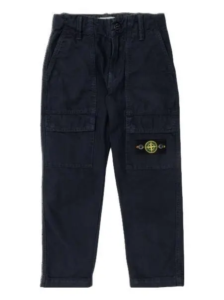 Stone Island Logo Patch Cargo Trousers - Blue