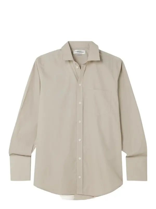 Victoria Beckham Cotton Poplin Long-sleeved Shirt - Pumice Color