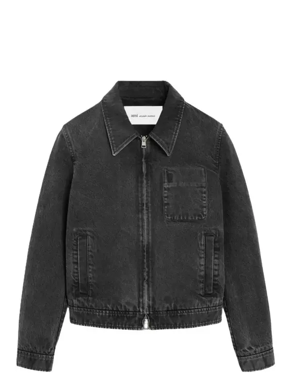 Ami Zip-up Denim Jacket - Black