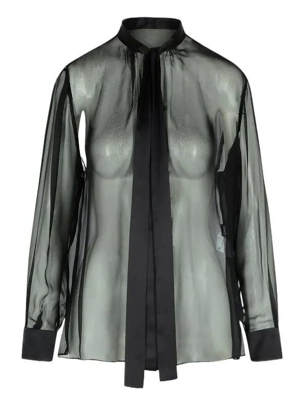 Dolce & Gabbana Sheer Chiffon Pussy-bow Shirt - Black
