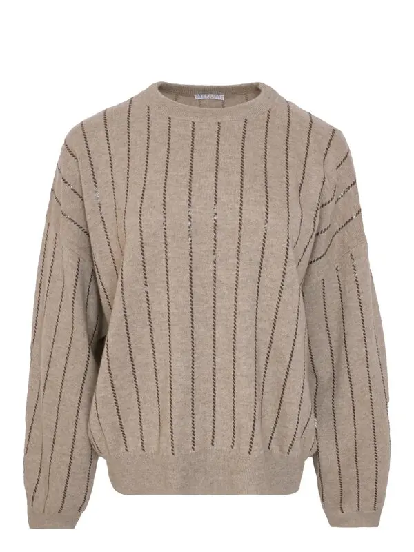 Brunello Cucinelli Sequined Knit Jumper - Nude