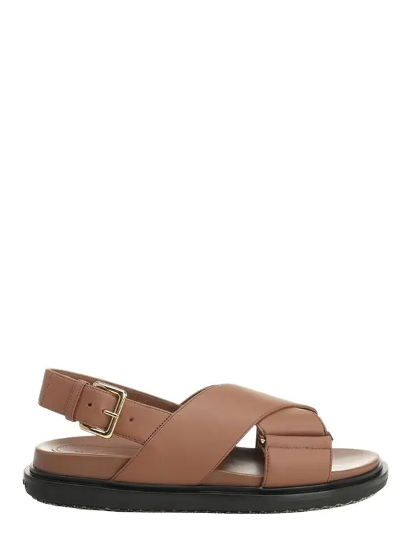 Marni Leather Fussbett Sandals - Brown