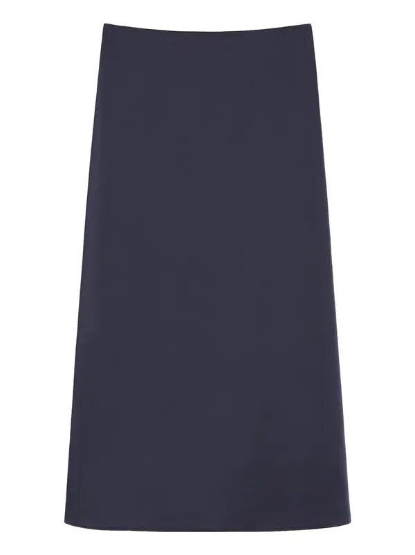 Max Mara Satin Calf-length Skirt - Navy Blue