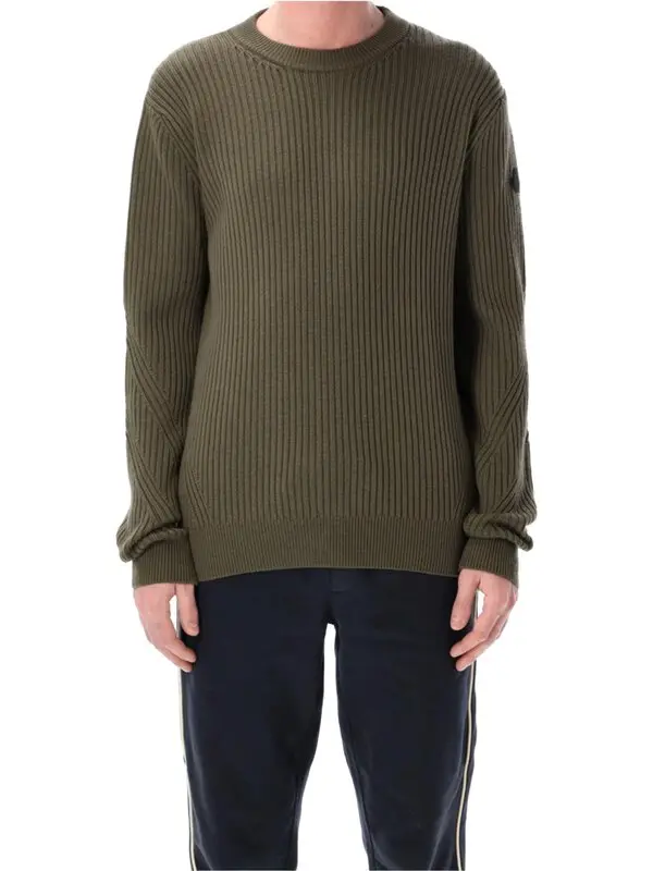 Moncler Ribbed Crewneck Knitted Sweater - Brown
