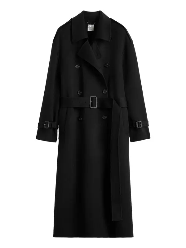TOTEME Long-sleeved Double-breasted Belted Coat - Black