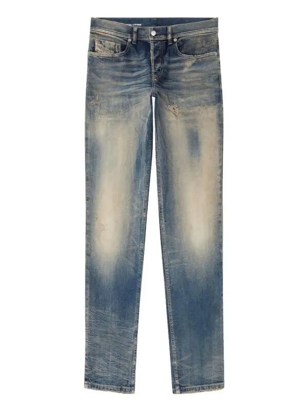DIESEL® D-definitive Distressed Regular Fit Jeans - Medium Blue