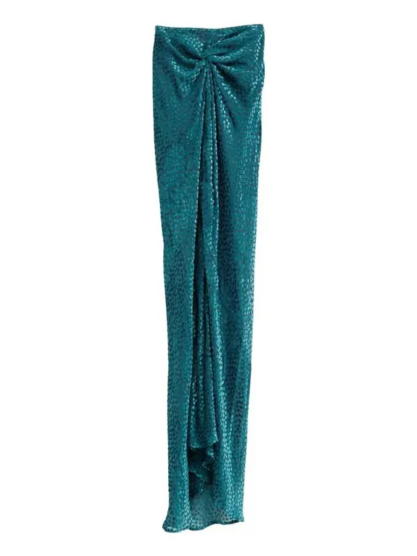 Dries Van Noten Pleated Polka Dot Midi Skirt - Blue