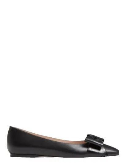 Valentino Garavani Bow Detail Round Toe Ballet Flats - Black