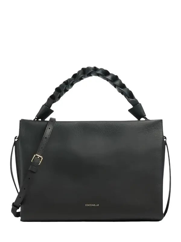 COCCINELLE Boheme Medium Braided Handle Tote Bag - Noircognac