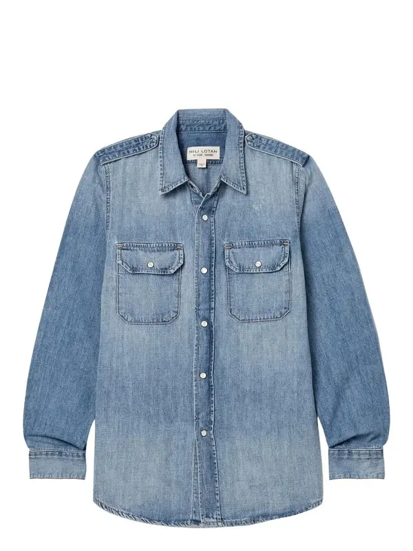 NILI LOTAN Long-sleeved Denim Shirt - Blue