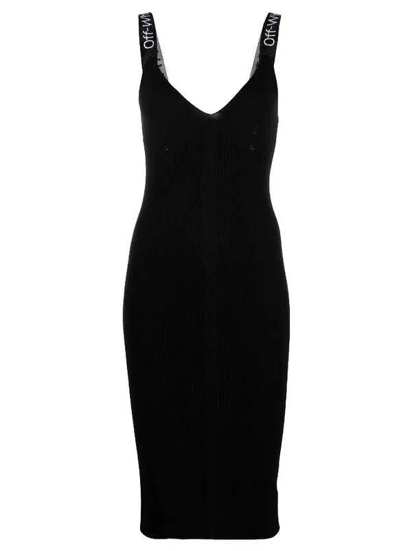 Off-White Logo Strap Midi Dress - Black