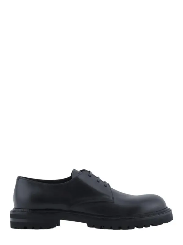 Giorgio Armani Embossed Leather Lace-up Shoes - Black