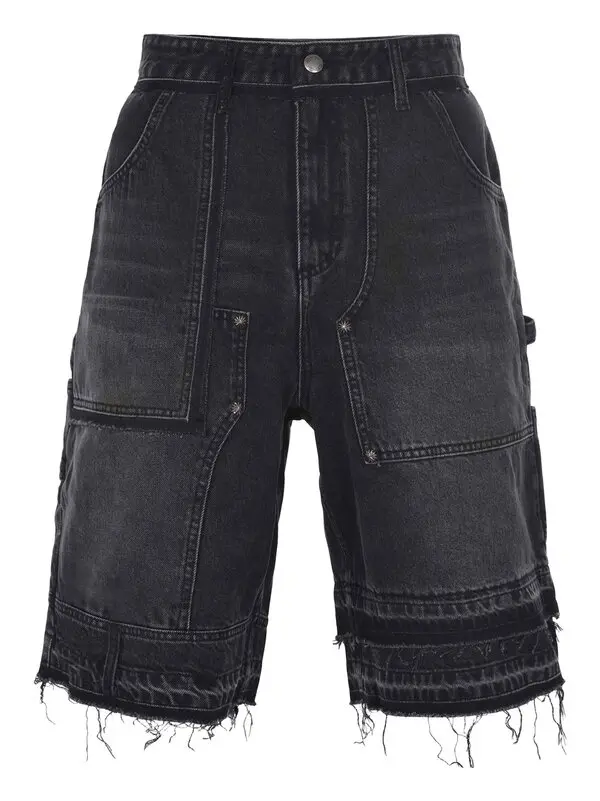 Andersson Bell Raw Edge Denim Shorts - Black