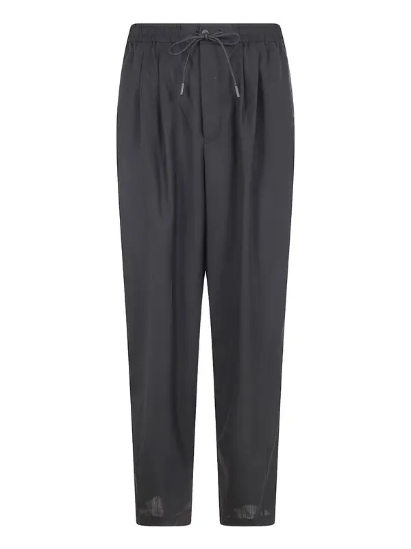PT TORINO Drawstring Pleated Trousers - Black