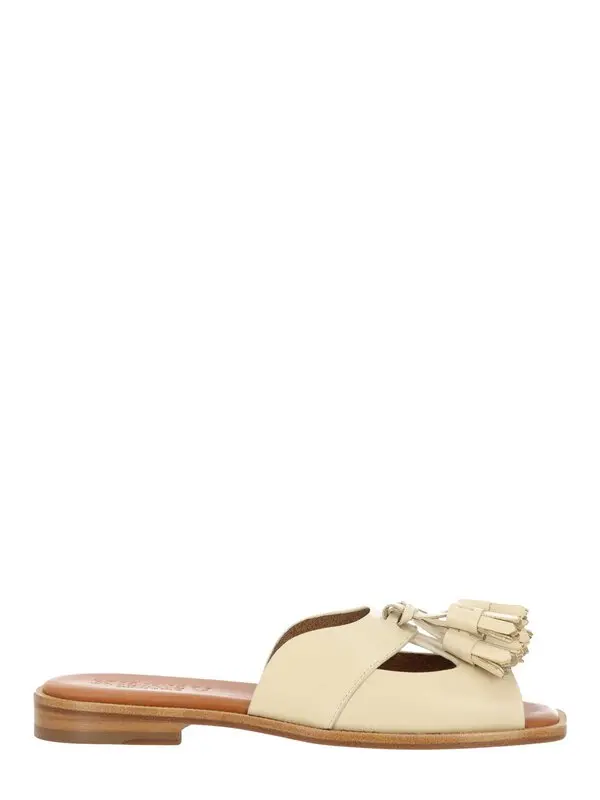 Hereu Boqueria Heeled Open-toe Tasseled Sandals - Beige