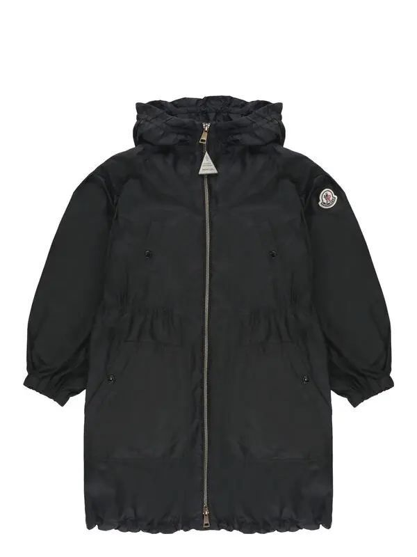 Moncler Logo Patch Hooded Padded Coat - Black