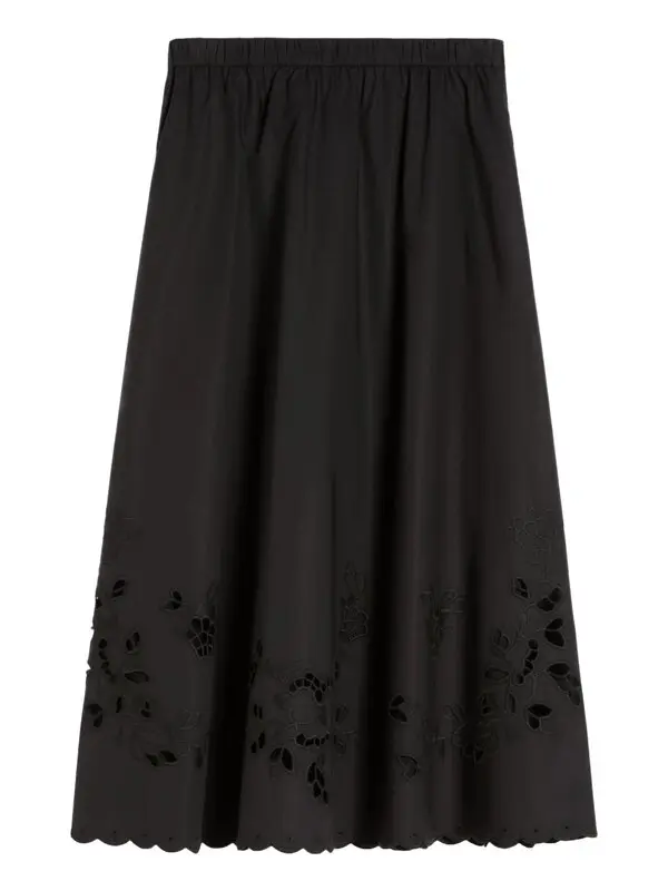 Max Mara Poplin Skirt With Eyelet Detailing - Black