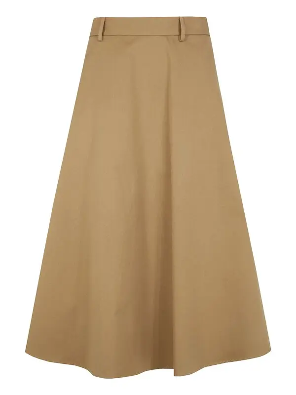 SEMICOUTURE A-line Midi Skirt With Belt Loops And Zipper Closure - Camel