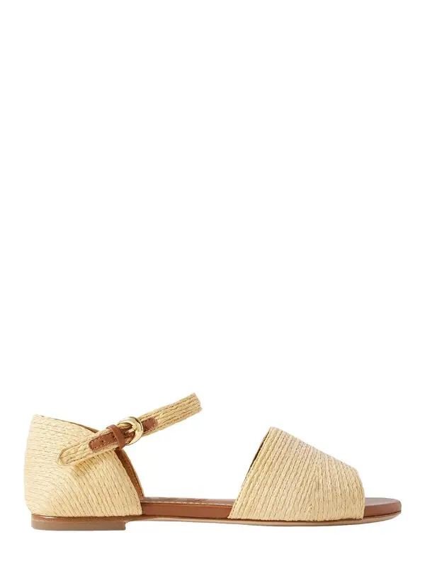Staud Catherine Flat Raffia Sandals - Nude