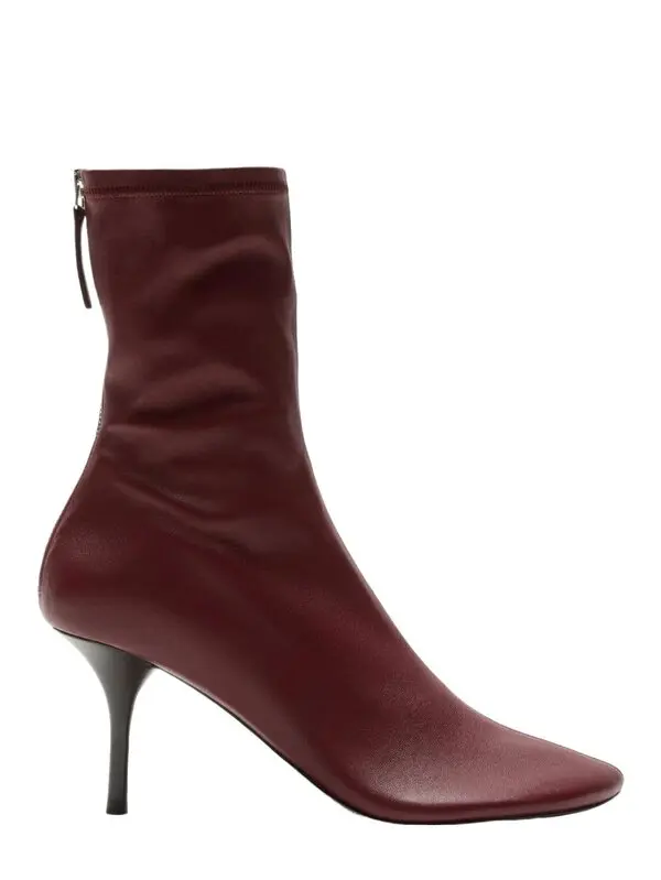Acne Studios 75mm Zip Leather Ankle Boots - Wine Red