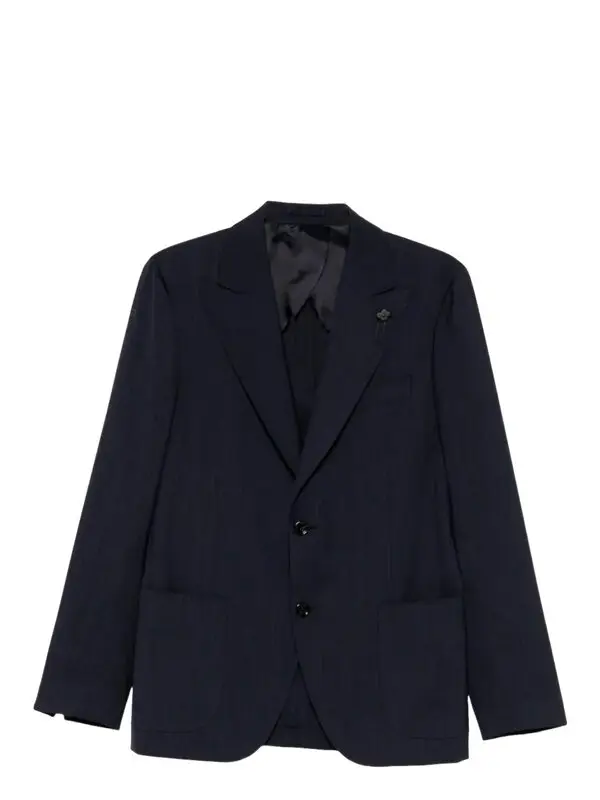 LARDINI Button Pin Virgin-wool Jacket - Blue