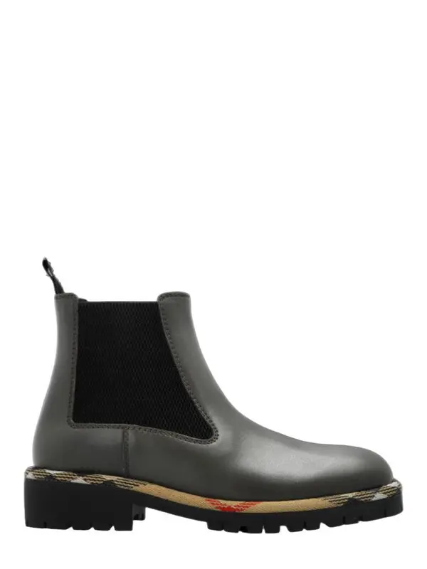 Burberry Checked Trim Ankle Boots - Green