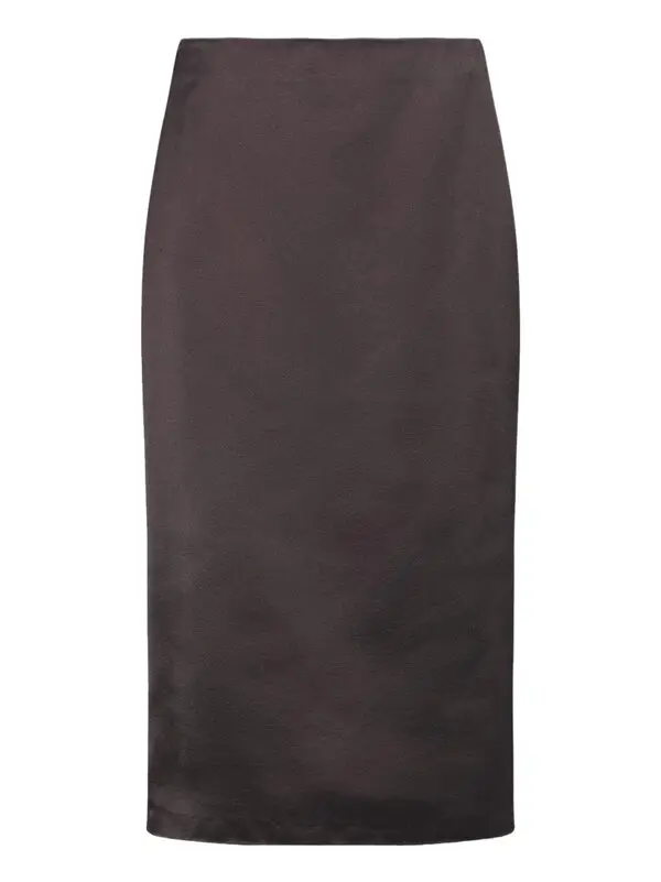 THE ROW Balmira Skirt In Silk Satin - Dark Brown