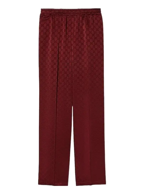 Gucci Gg Jacquard Elastic Waistband Trousers - Brown