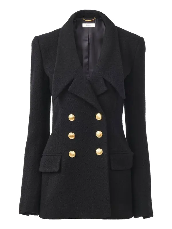 Chloé Double-breasted Textured Blazer - Black