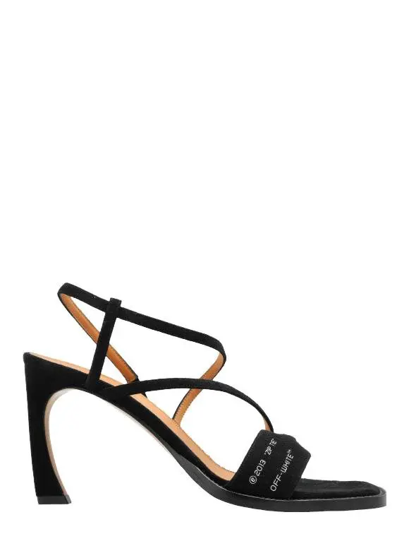 Off-White Strappy Square Toe High Heel Sandals - Black