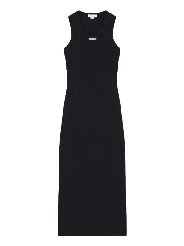 Alexander McQueen Ribbed Bodycon Sleeveless Midi Dress - Black